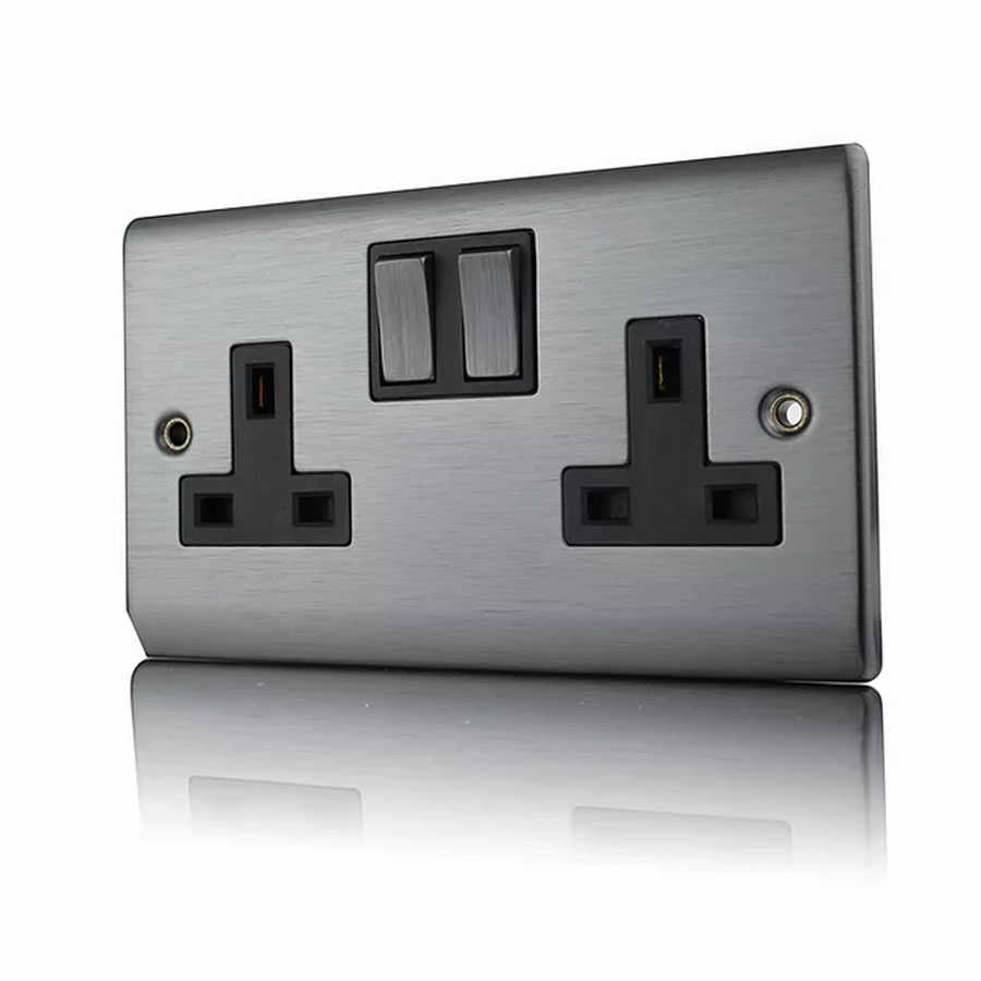Premspec 2G 13A DP Switched Socket Satin Nickel | STA Group